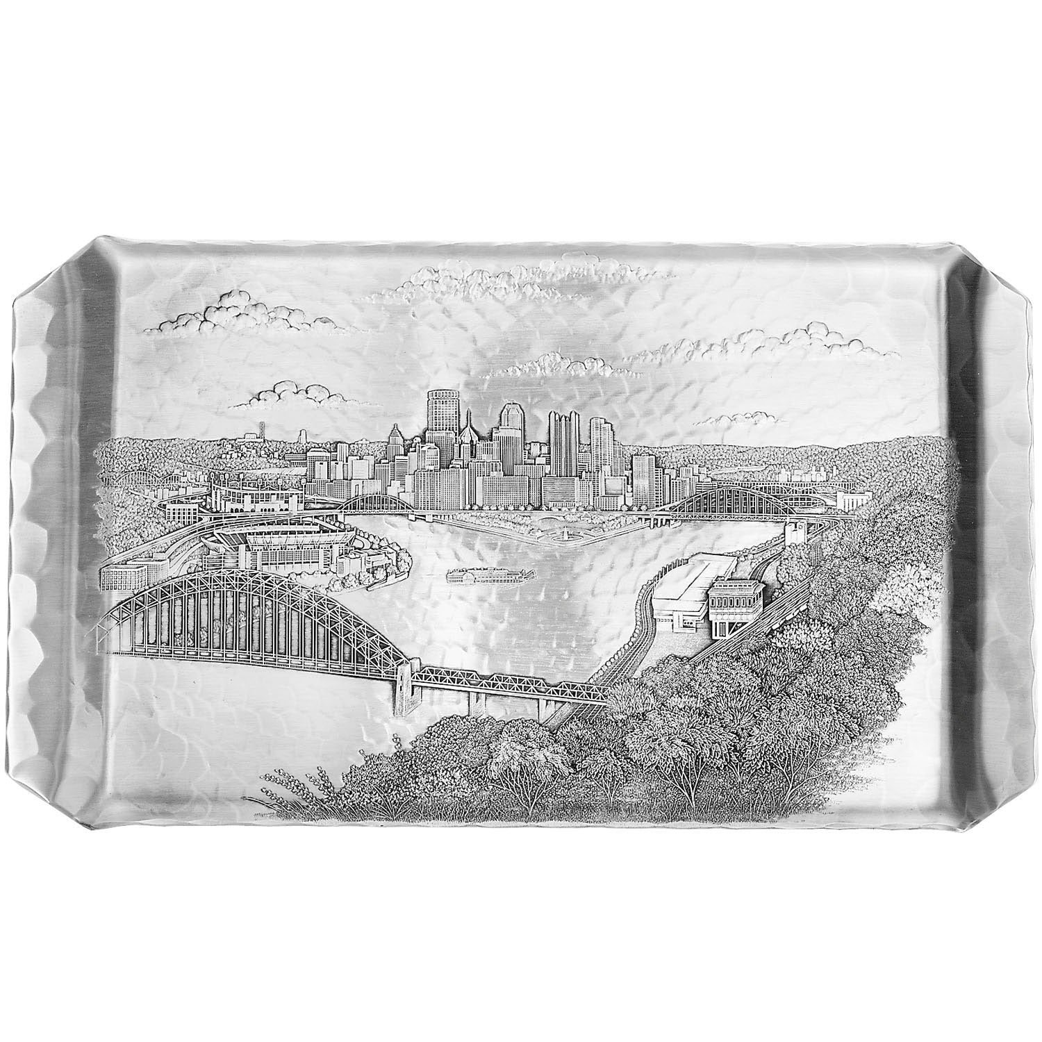 Pittsburgh Skyline Tray - Hand Hammered Aluminum Hostess Serving Tray ...