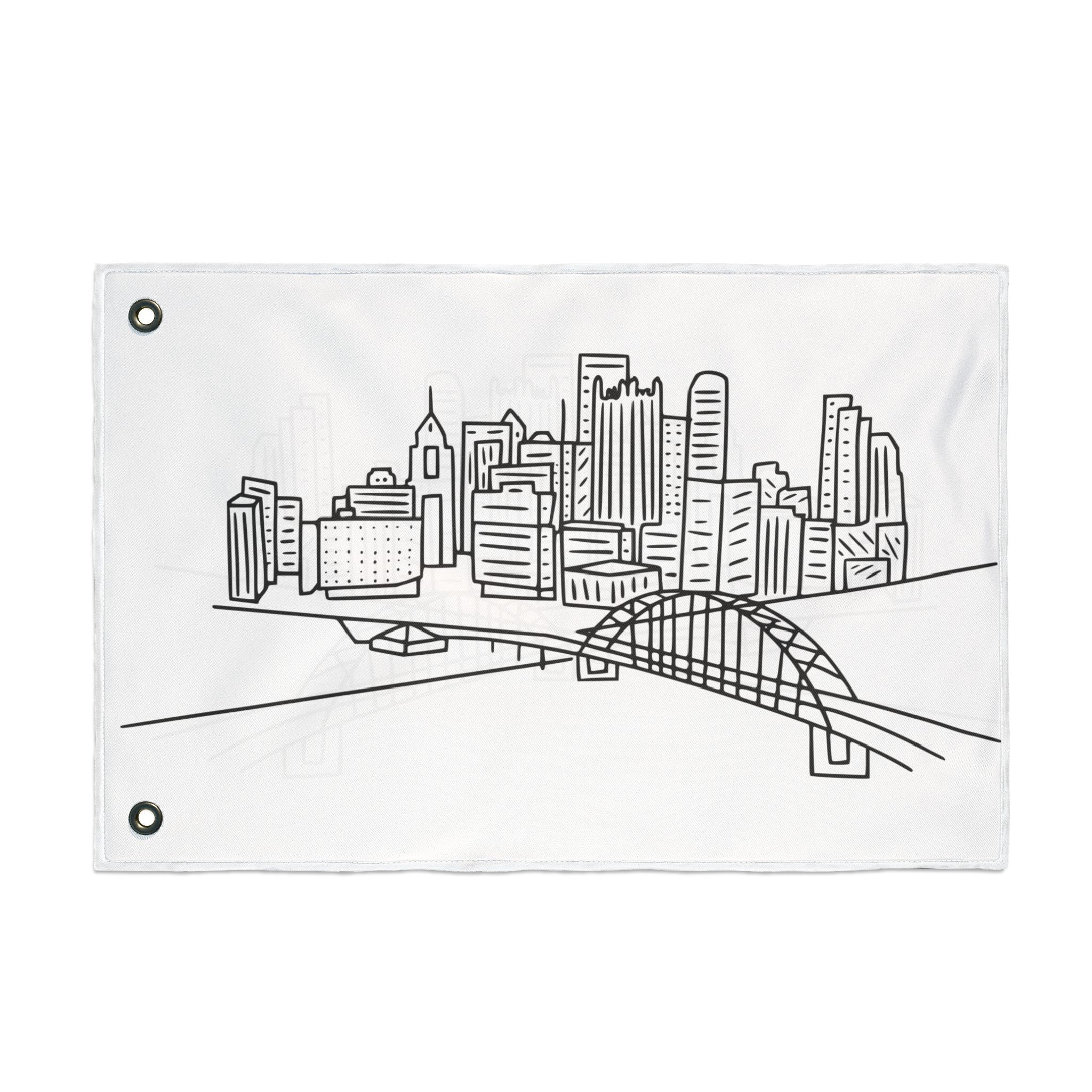 Pittsburgh Cartoon Skyline - Double Sided Flag – YinzerShop