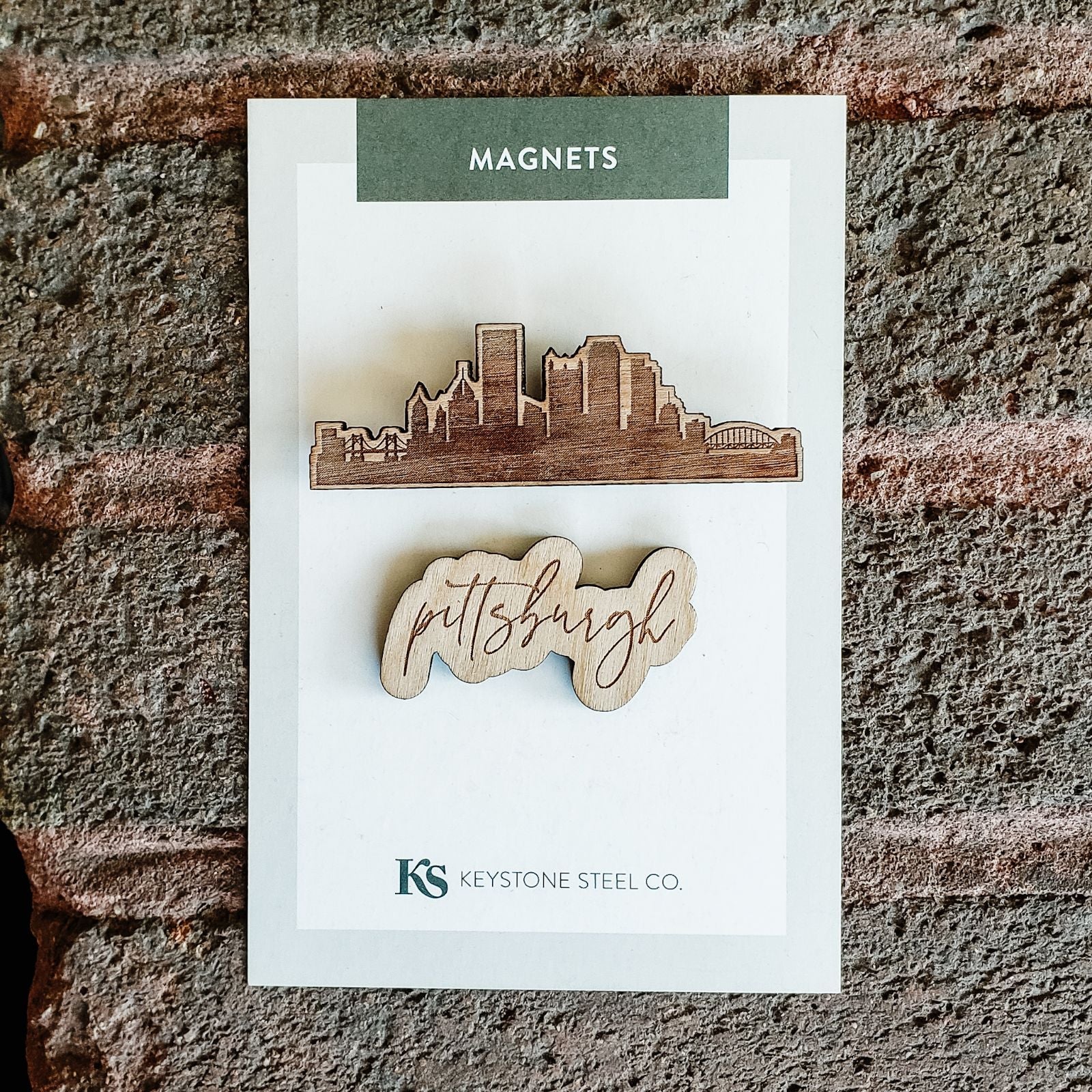 Pittsburgh Skyline Magnets Pack of 2 – Wooden Fridge Magnets & Magnetic ...