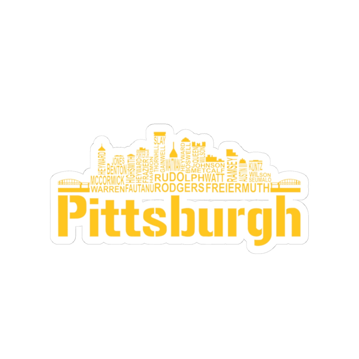 Pittsburgh Football Team Names - Kiss-Cut Stickers – YinzerShop