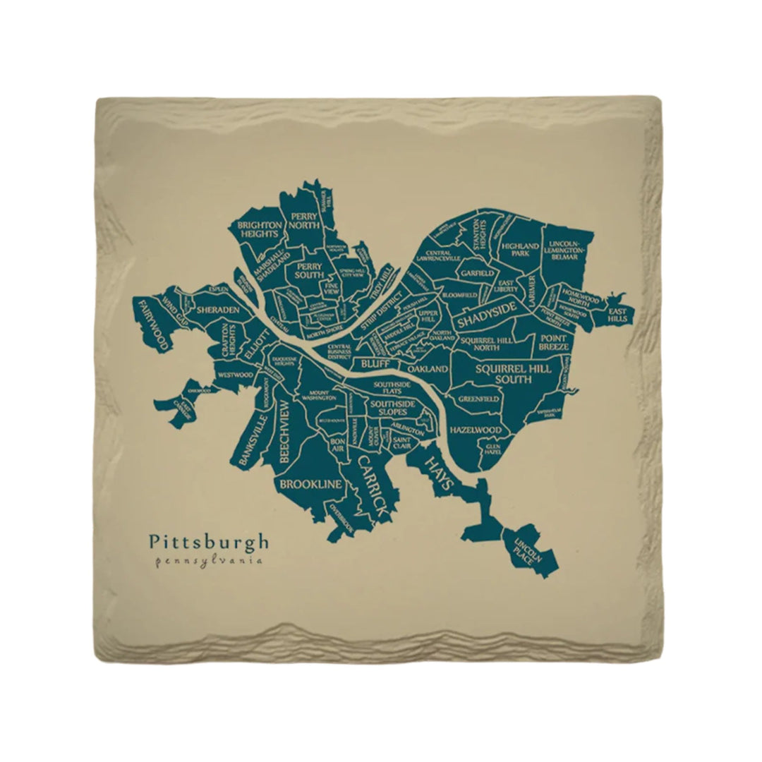 Pittsburgh Neighborhood Map Ceramic Drink Coaster – YinzerShop