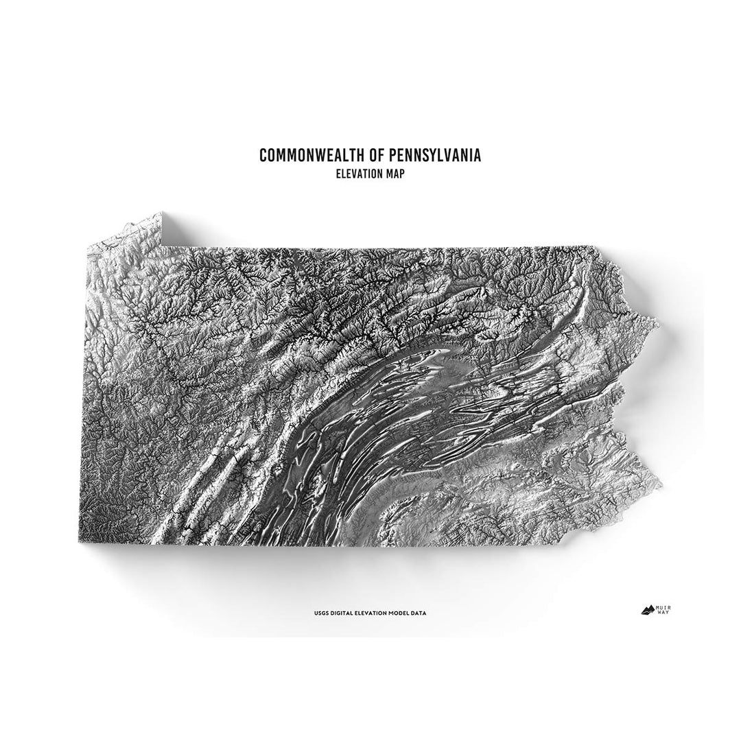 Pennsylvania Elevation Map – Detailed Topographic Relief Map With Hill ...